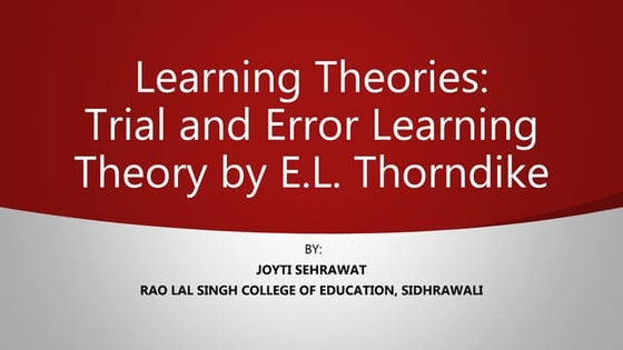 trial and error learning theory by Thorndike | PDF