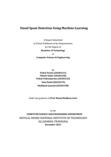 Detecting Spam Mail Using Machine Learning Algorithm Pdf