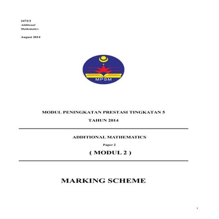Trial kedah 2014 spm add math k2 skema | PDF