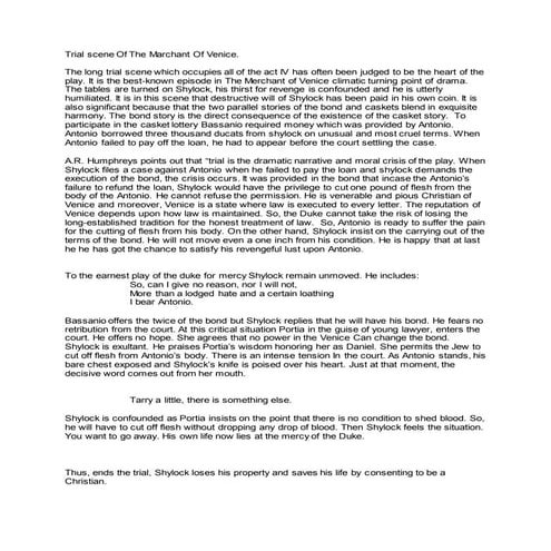 Trial scene of the marchant of venice | DOCX