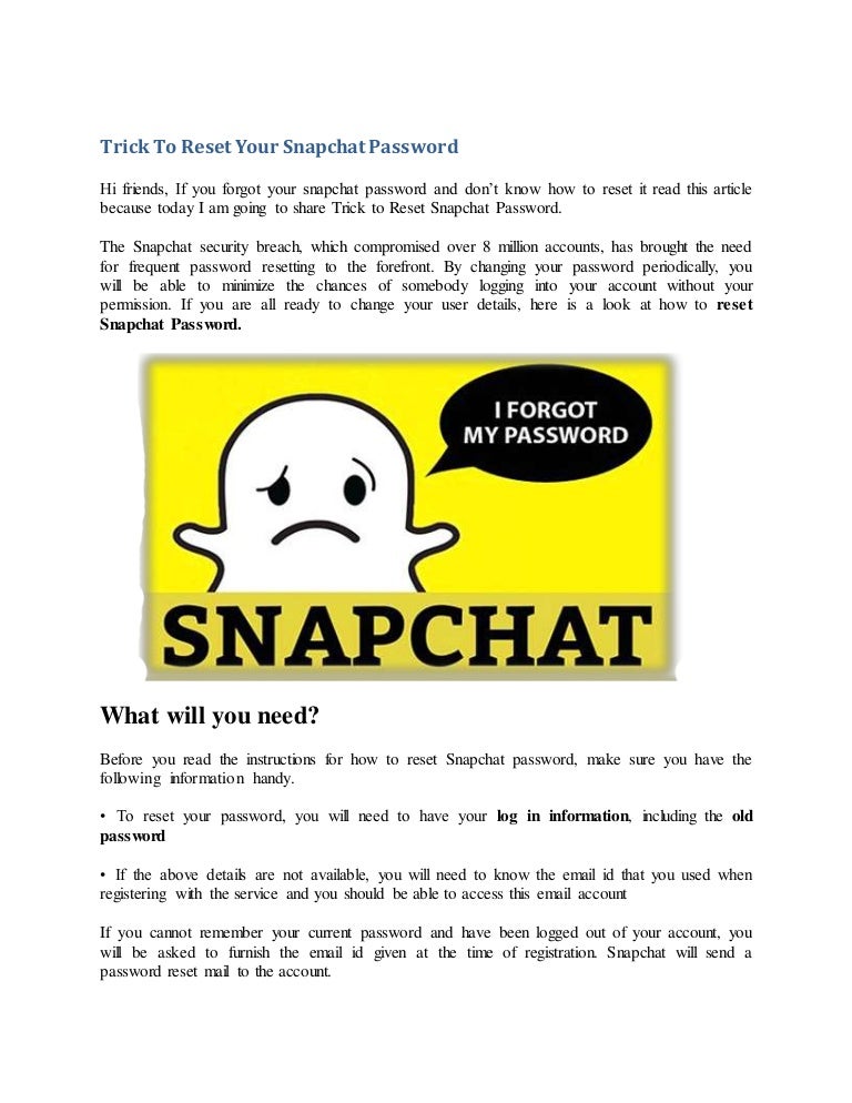 Trick To Reset Your Snapchat Password trick-to-reset-your-snapchat-password
