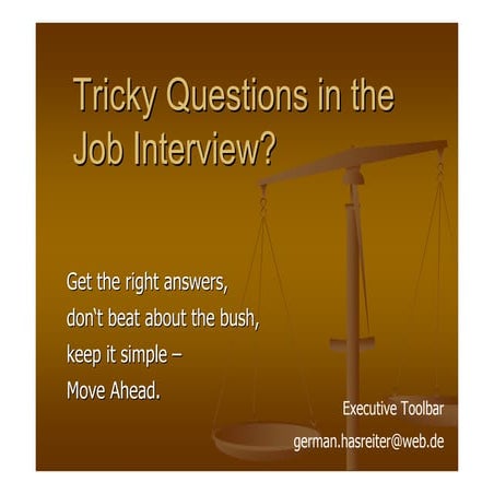 Tricky Questions In The Job Interview | PDF