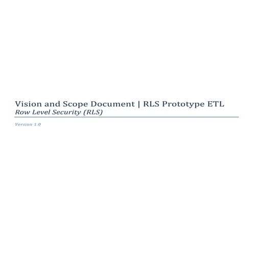 RLS Prototype ETL | Vision and Scope Document | PDF