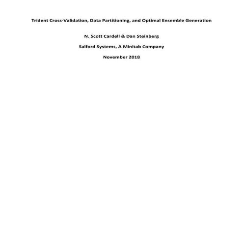 Cross Validation Via Experimental Design And Big Data Partitioning Pdf