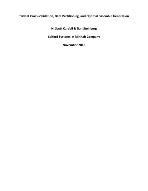 Cross Validation Via Experimental Design And Big Data Partitioning Pdf
