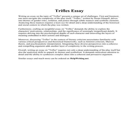 Trifles Essay | PDF