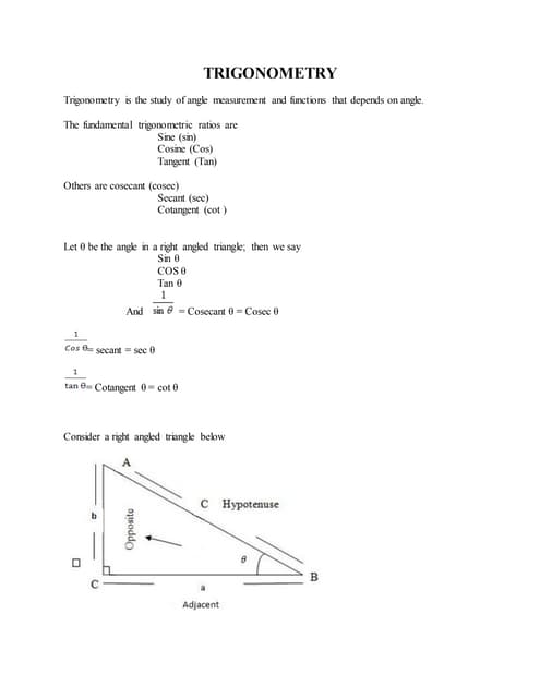 Trigonometry - Formula Sheet - MathonGo.pdf | Physics | Science