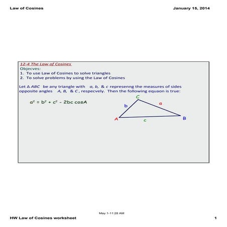 The law of cosines | PPTX