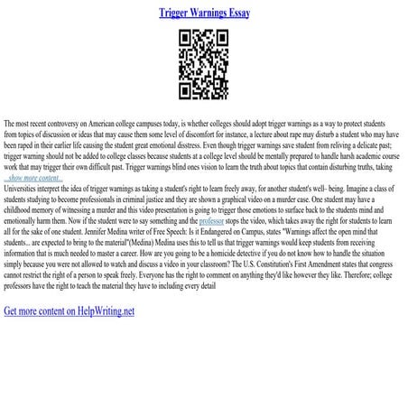 Trigger Warnings Essay | PPT