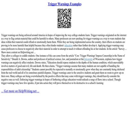 Trigger Warnings Examples Ppt