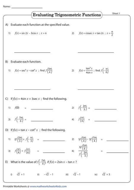 New SAT Math practice test-algebra and functions | PDF