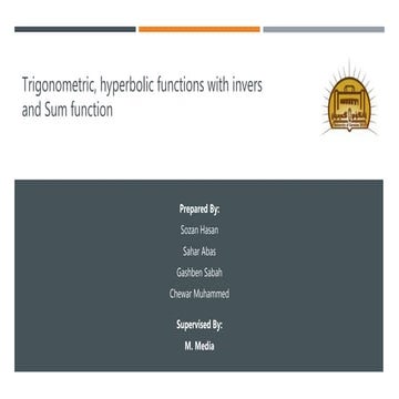 Trigonometric Hyperbolic Functions With Invers And Sum Function Ppt