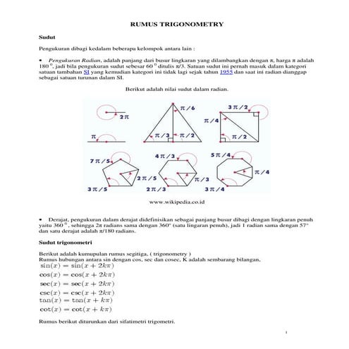 Trigonometry formulas | PDF