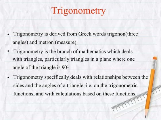 Trigonometry Presentation For Class 10 Students | PPT