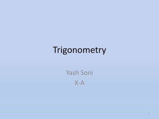 Trigonometry Presentation For Class 10 Students | PPT
