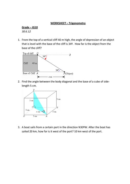 Trigonometry problems | PDF