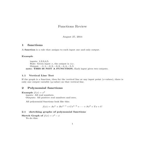 functions review | PDF
