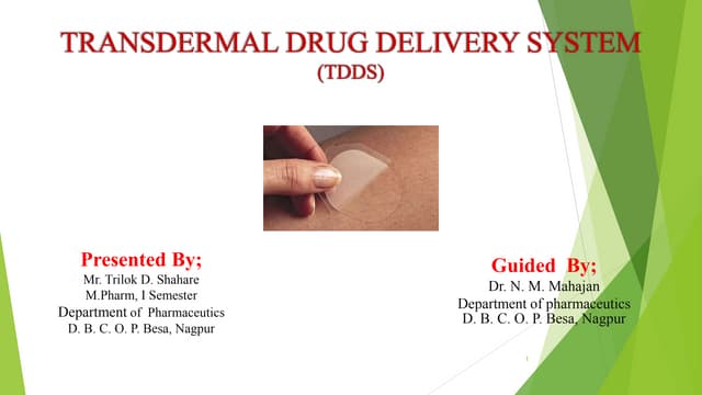 Ndds 7 Transdermal Drug Delivery System | PPTX | Skin and Dermatology ...