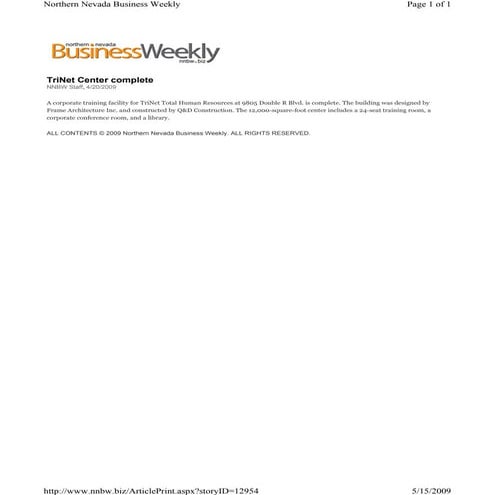 Tri Net Center Completed 4 20 09 | PDF