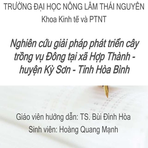 Trinh chieu khoa luan danh gia hieu qua cay trong vu dong hop thanh ky son hoa binh | PPT