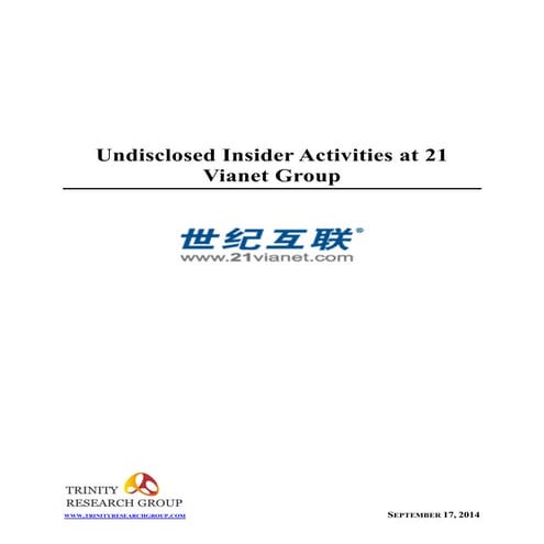 Trinity 21Vianet Sep 2014 Part 1 | PDF