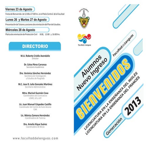 Programa bienvenida nuevo ingreso | PDF