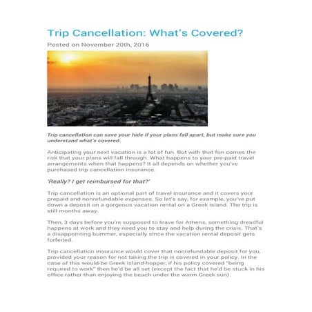 Trip Cancellation: What’s Covered? | PDF