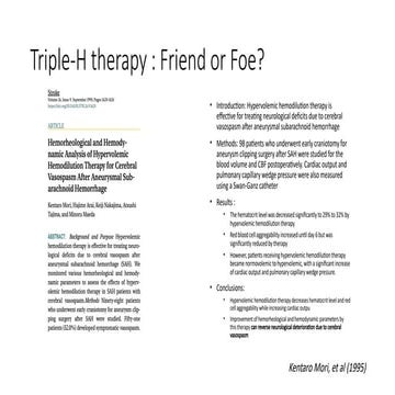 Triple-H Therapy for Cerebral Vasospasm following Aneurysmal ...