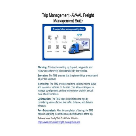 Trip Management -AVAAL Freight Management Suite | PPT