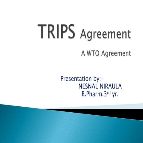 Trips agreement / WHO / WTO agreements | PPTX