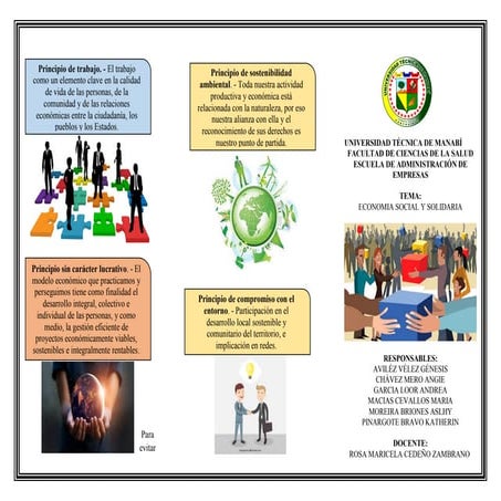 Triptico de economia social y solidaria con sus principios | PDF