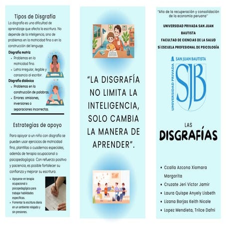 triptico de la Disgrafía (¿que es? como ayuda sus causas etc | PDF