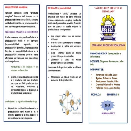 Triptico instituto etapas del proceso productivo | DOCX