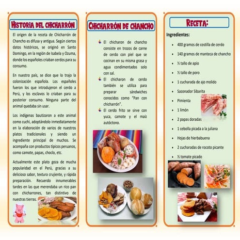 Tríptico sobre el chicharrón de Chancho receta | PDF