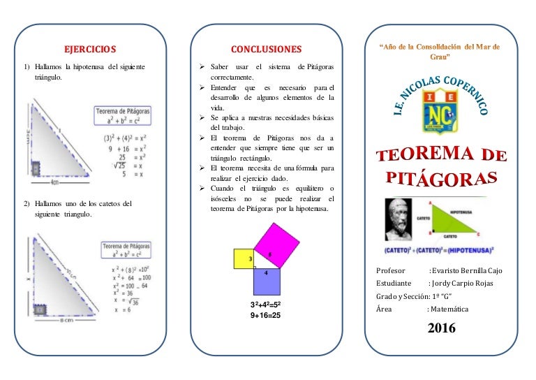 Triptico teorema de pitagoras