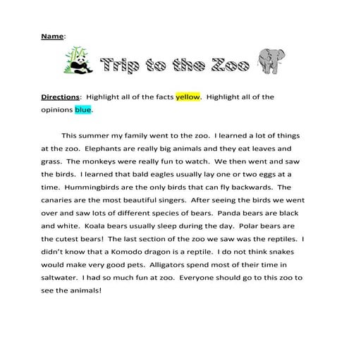 Trip to the Zoo | DOCX