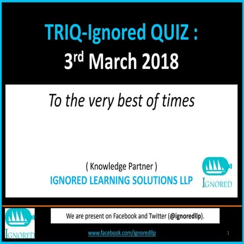 TriQ Quiz -3 March 3rd, 2018 | PPT