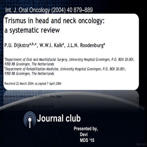 Trismus systematic review | PPT
