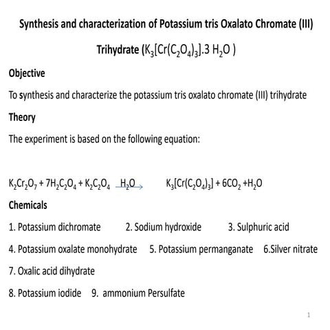 Preparation of potassium trioxalatoaluminate(III) trihydrate | DOCX