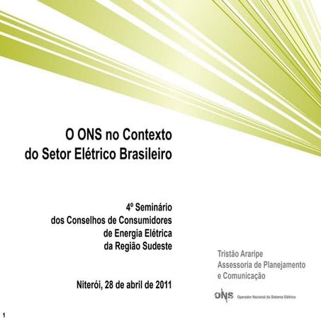 O ONS no Contexto do Setor Elétrico Brasileiro | PDF
