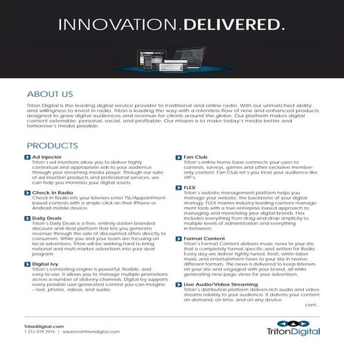 Triton Digital Product Summary | PDF