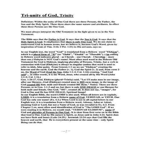 Triunity of god trinity | PDF