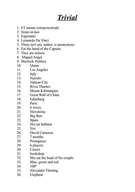 Power point trivial english | ODP