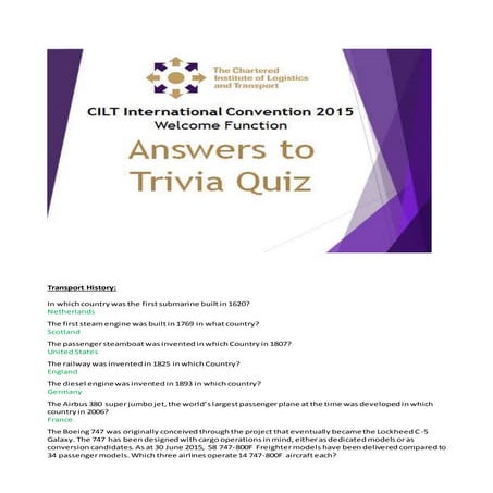 Answers to CILT Fun Trivia Quiz | DOCX