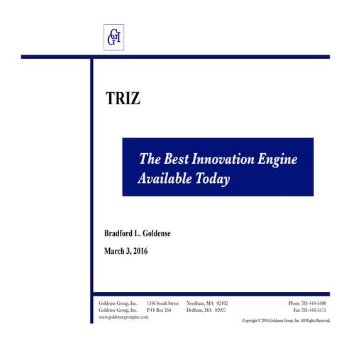 TRIZ: The Best Available Innovation Engine Today | PDF