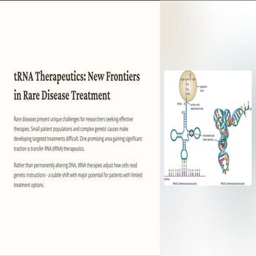 tRNA Therapeutics: New Frontiers in Rare Disease Treatment | PDF