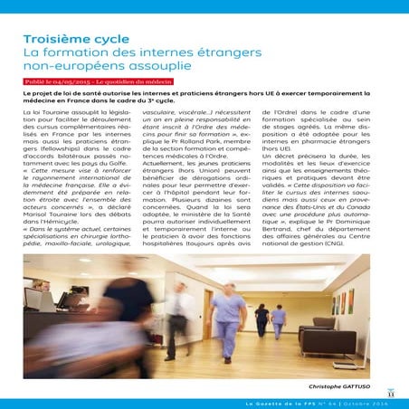 Troisième cycle - La formation des internes étrangers non-européens ...