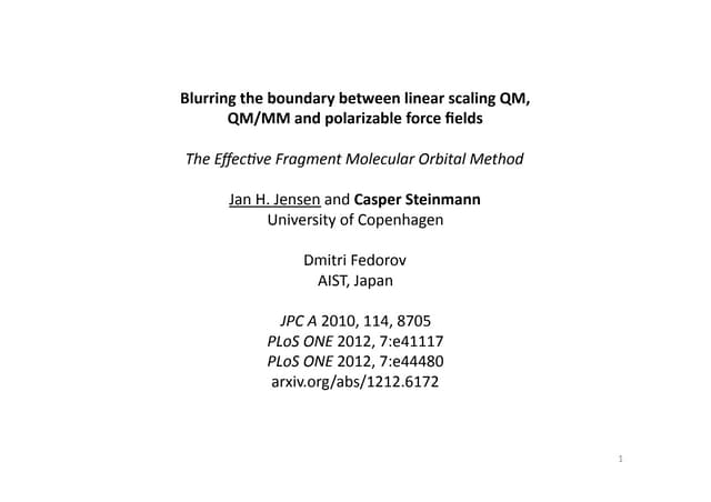 Blurring The Boundary Between Linear Scaling Qm Qmmm And Polarizable Force Fields Ppt
