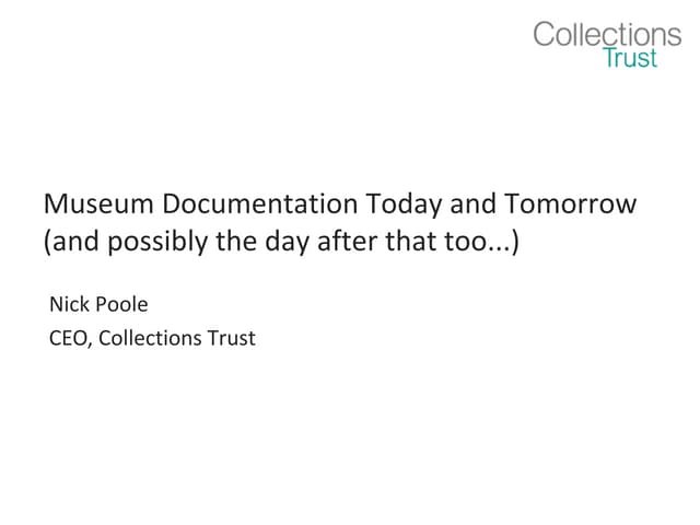 Documentation of Museum object, Computer based Accession | PDF