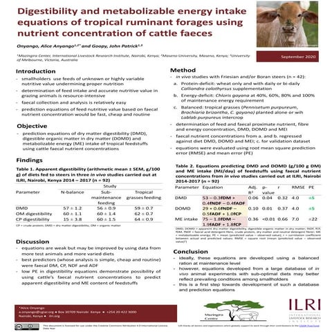 Digestibility and metabolizable energy intake equations of tropical ...